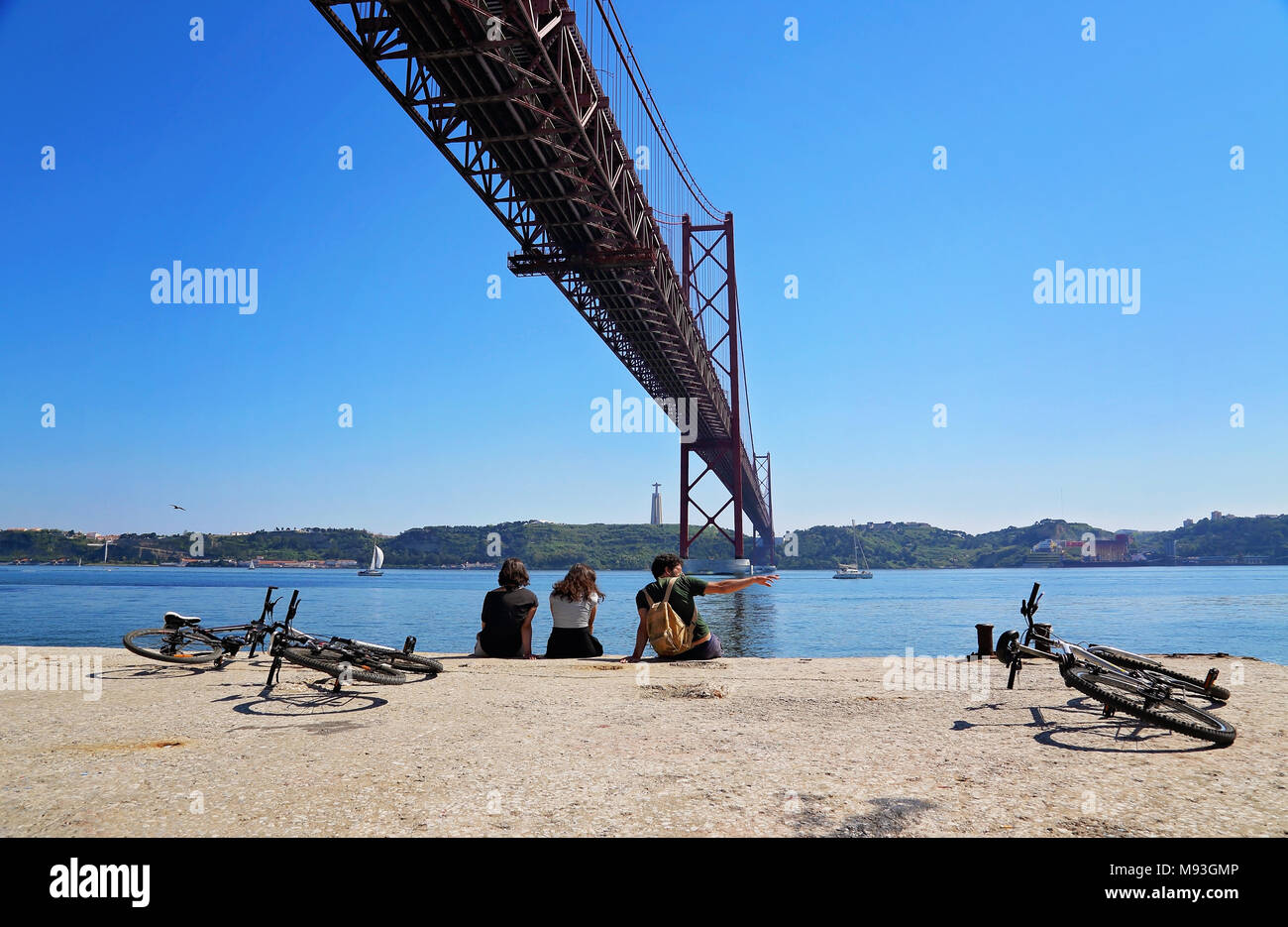 Lisbon, Landmark suspension 25 of April bridge Stock Photo - Alamy