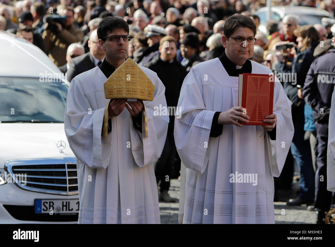 The Mitre of Cardinal Karl Lehmann and a Gospel, are carried in from to ...