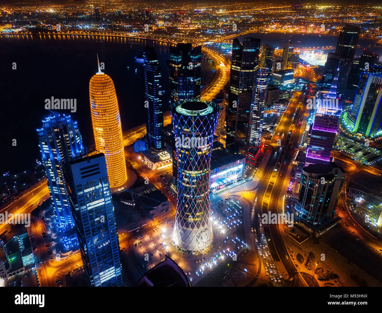 Doha Skyline At Night Qatar Taken In 2015 Stock Photo Alamy