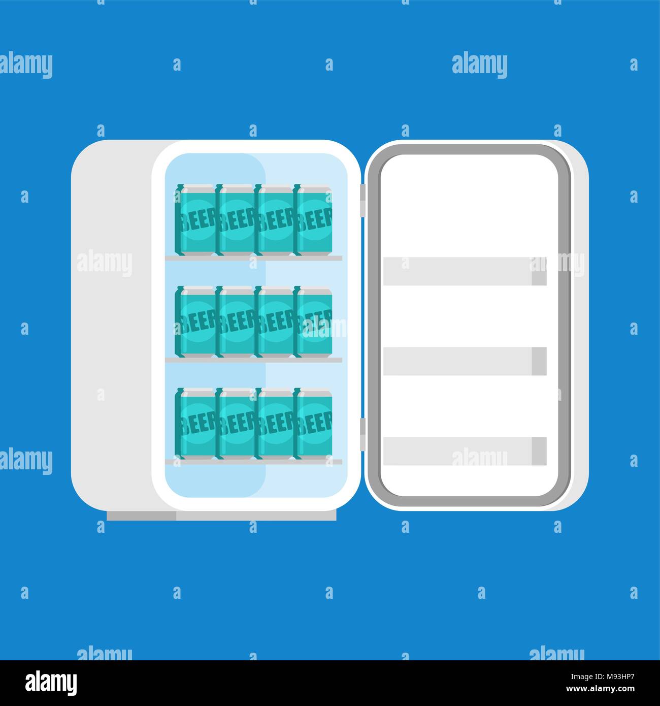 Beer in fridge. Lot of alcohol. Vector illustration Stock Vector Image ...