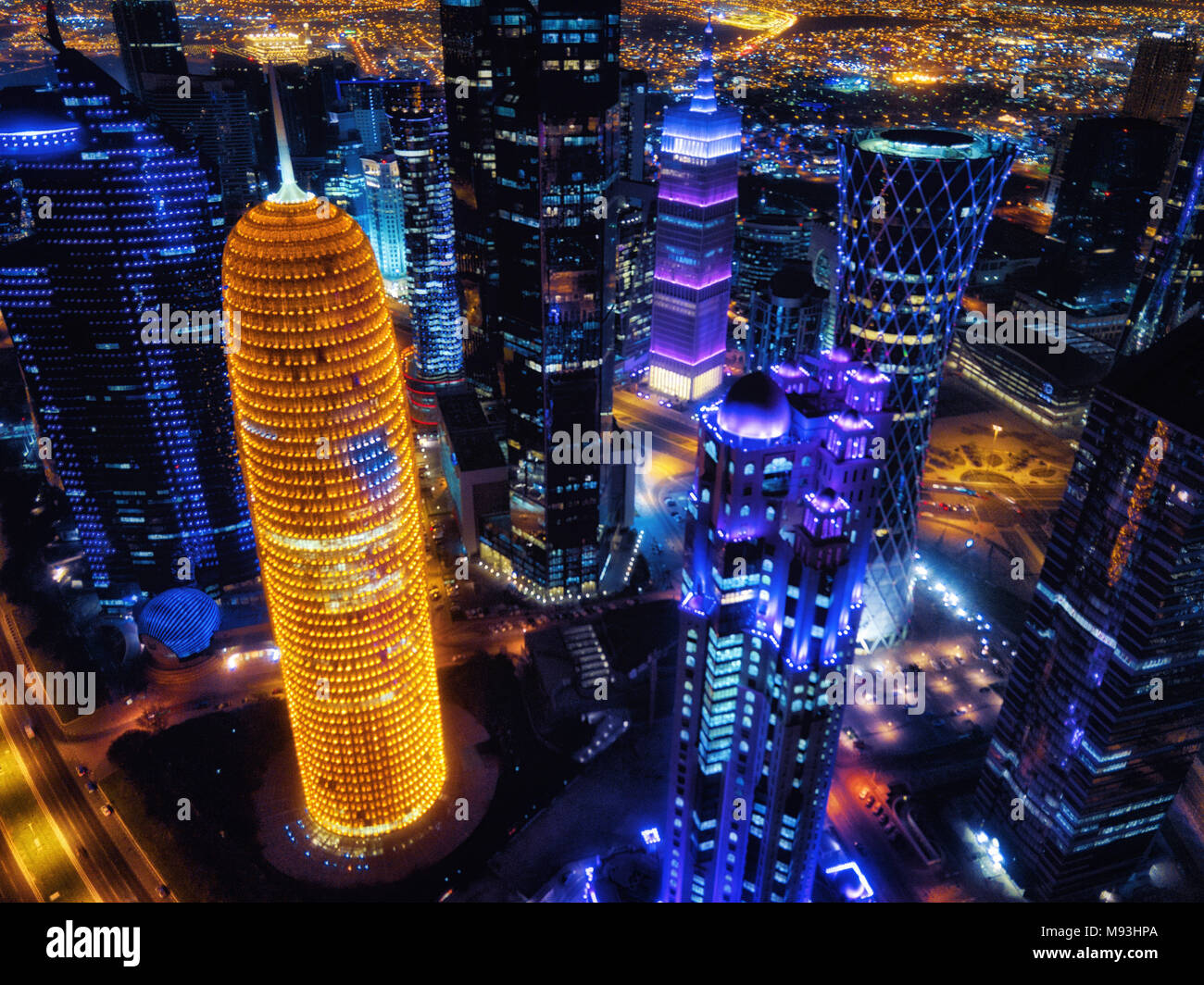 Doha Skyline at Night, Qatar taken in 2015 Stock Photo - Alamy