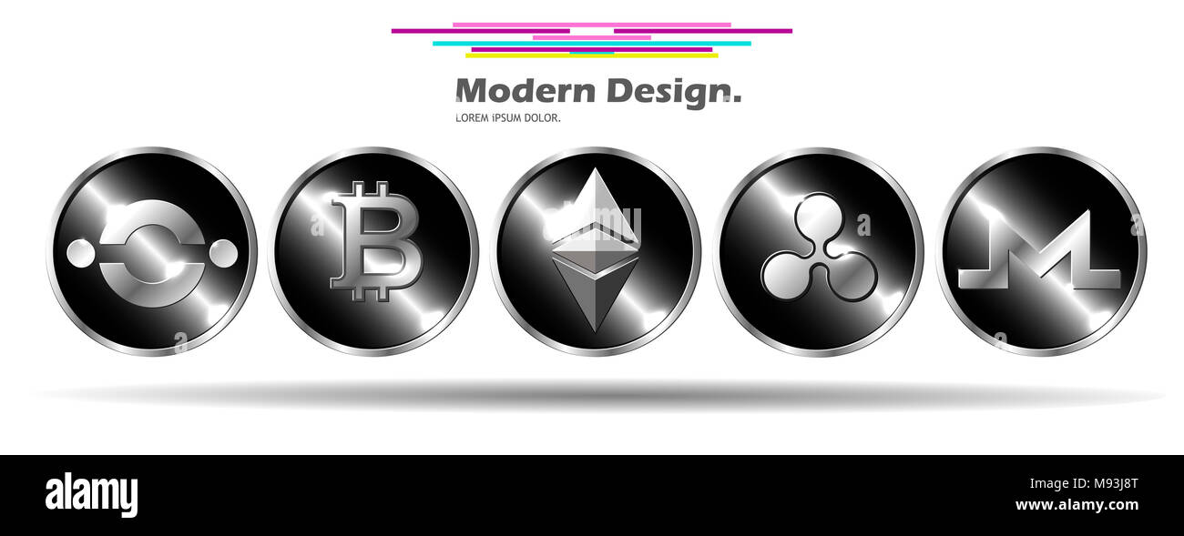 Cryptocurrency logo coin set hi-res stock photography and images - Alamy