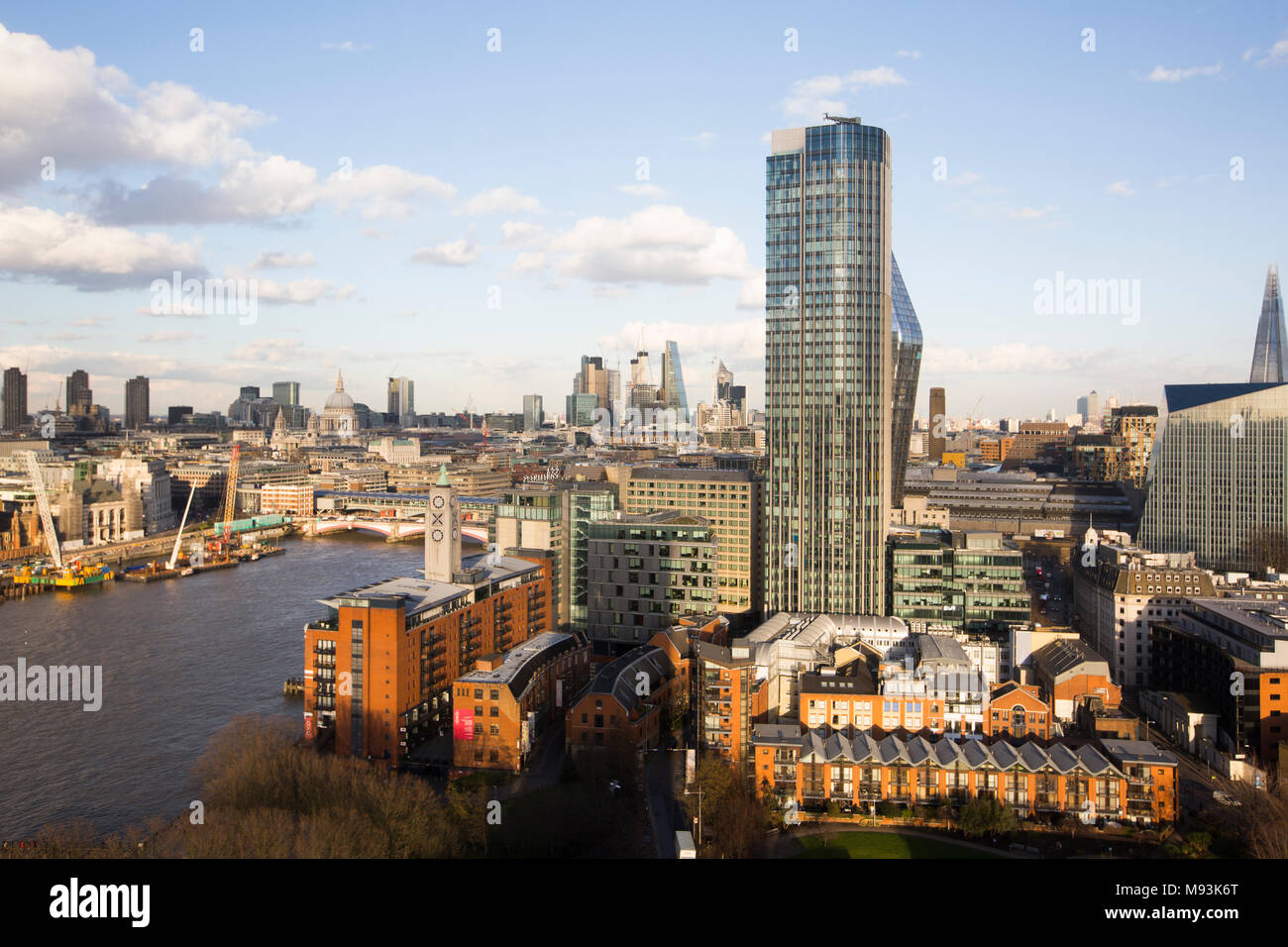 London skyline from ITV Upper Ground building, looking East from the ...