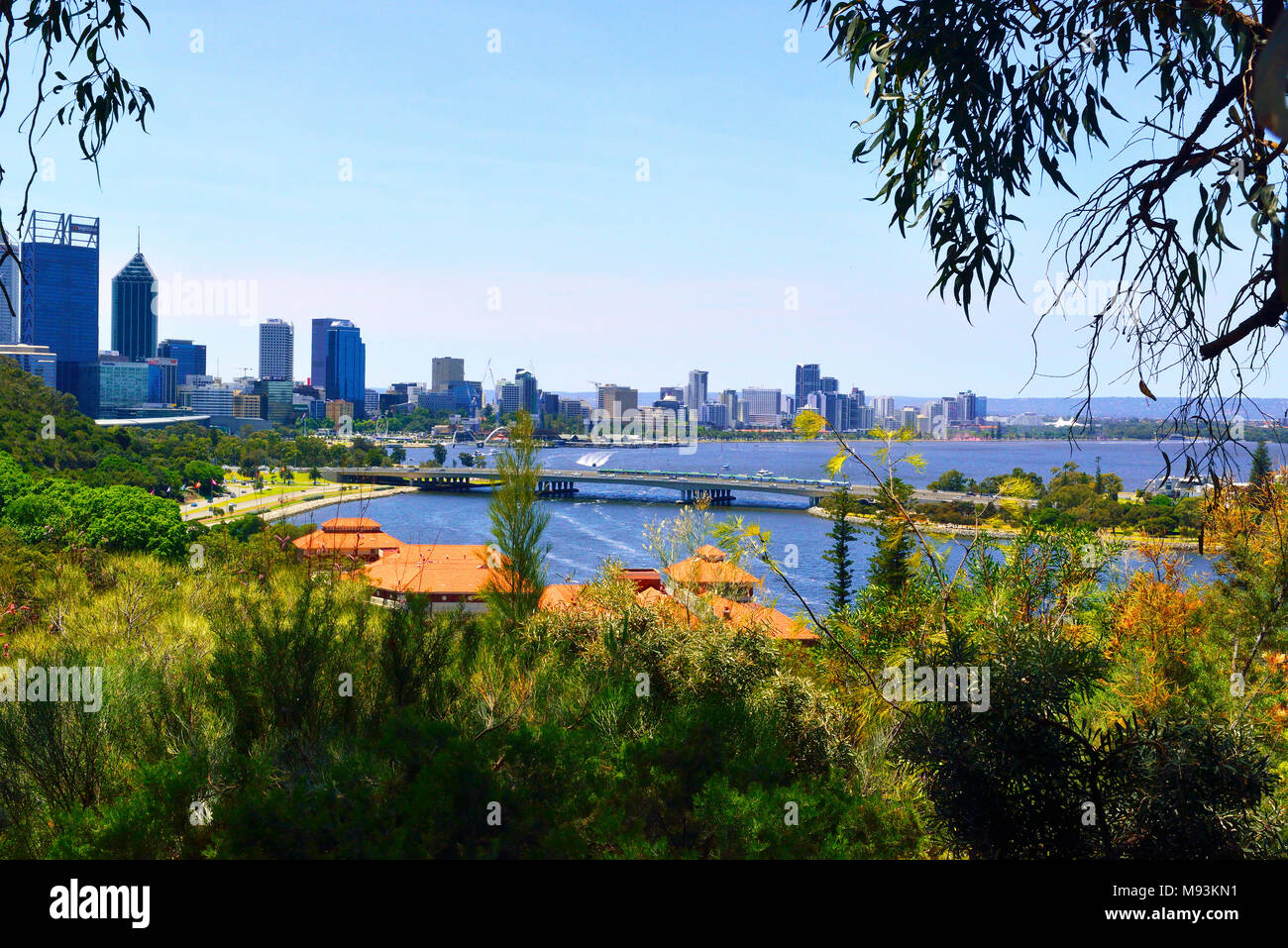 Over looking the vibrant city of Perth and the Swan river from Kings ...