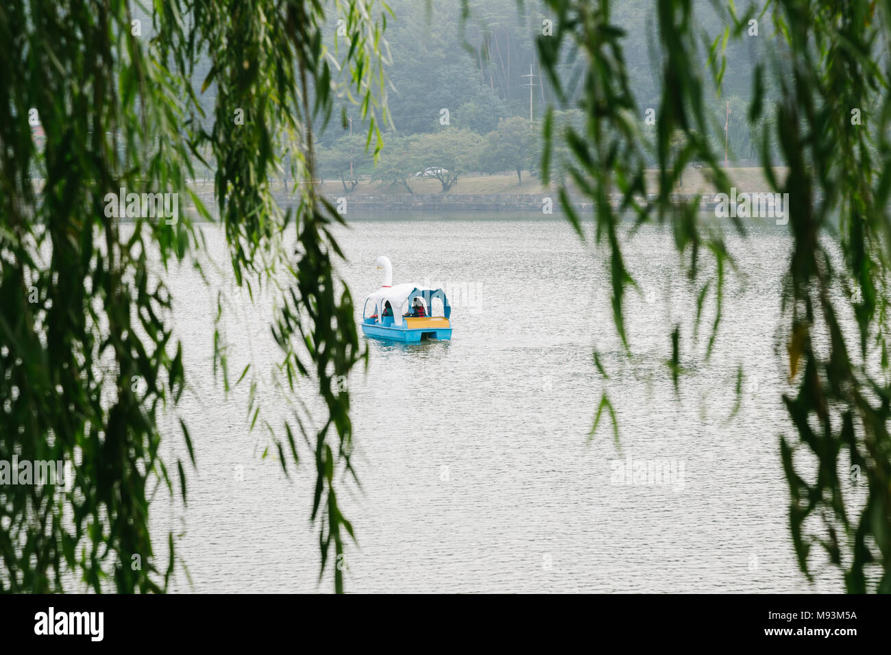 Duck boat on lake at Uirimji Reservoir in Jecheon, Korea Stock Photo ...