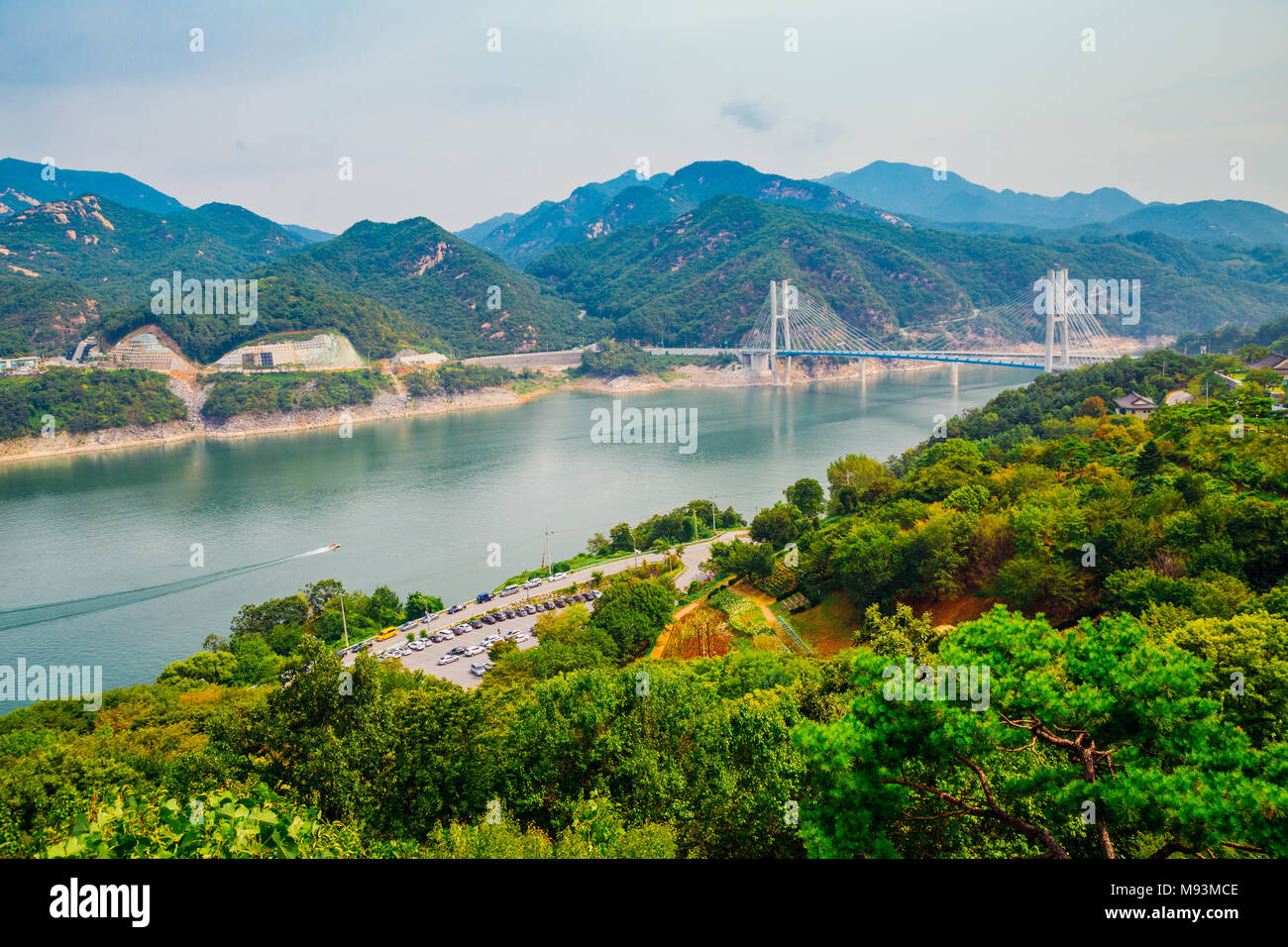 Chungju Lake and mountain in Jecheon, korea Stock Photo - Alamy
