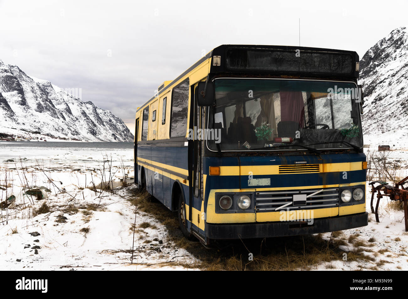 Rusty bus in Lofoten, Norway Stock Photo - Alamy