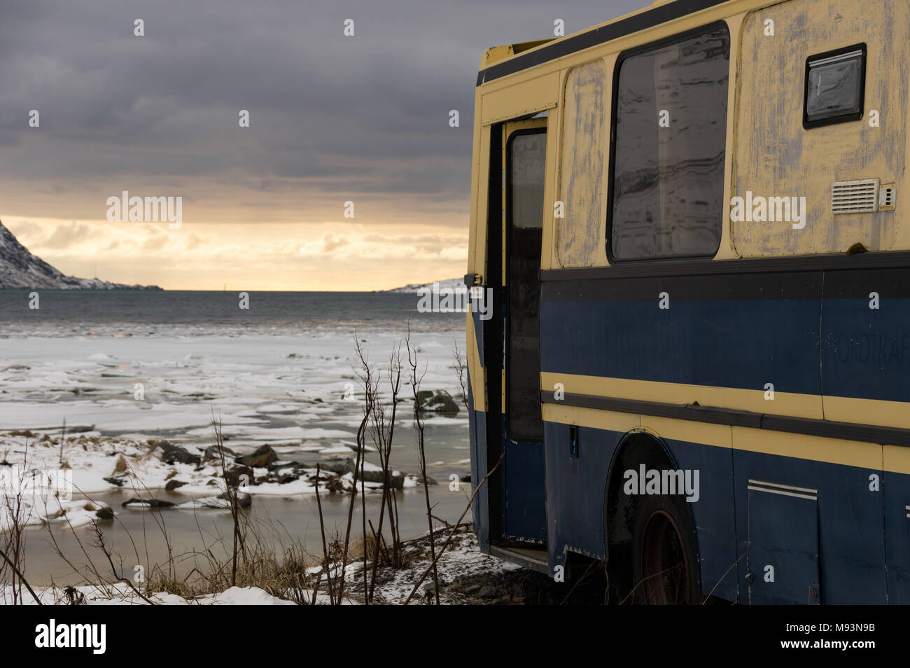Rusty bus in Lofoten, Norway Stock Photo - Alamy