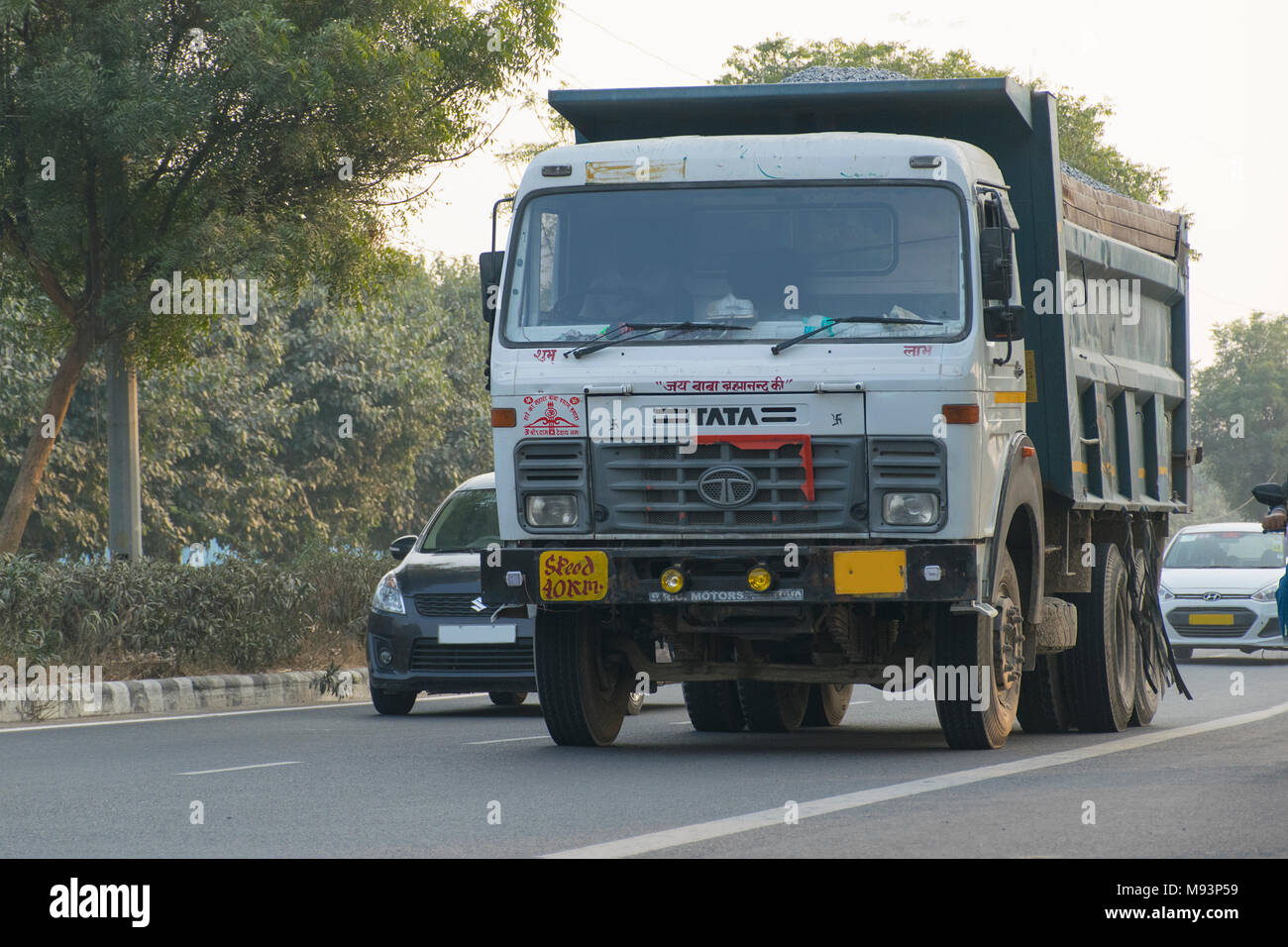 loaded truck on road Stock Photo - Alamy