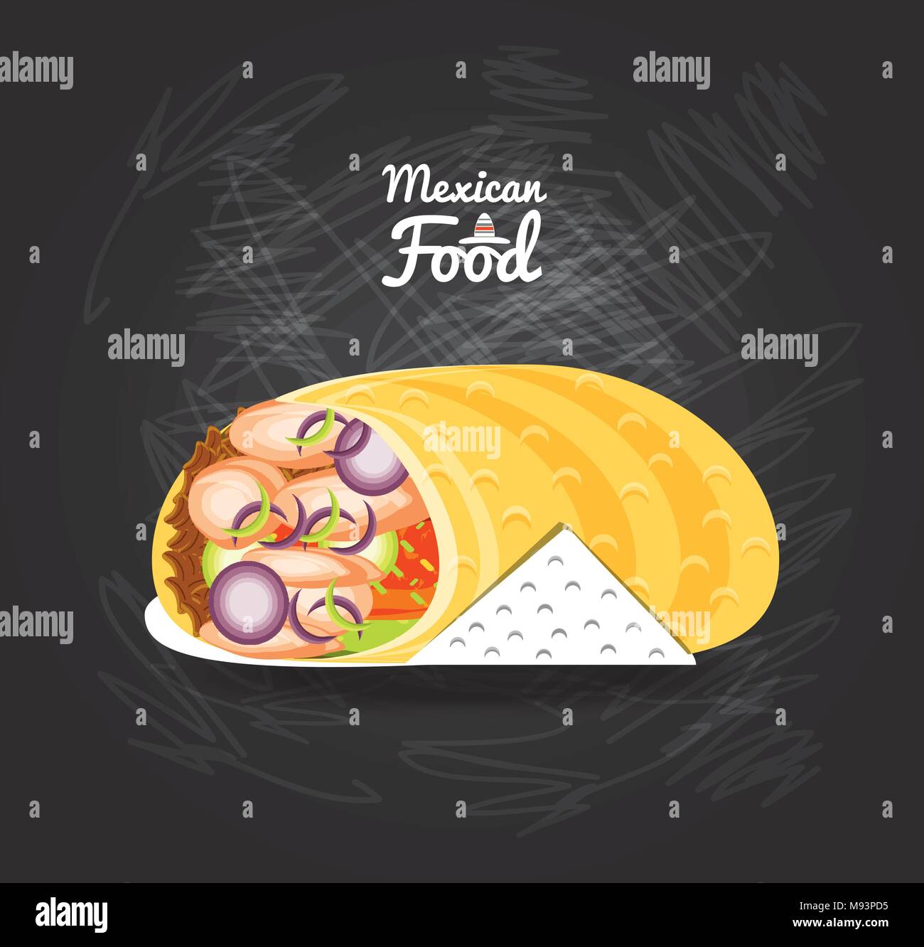 burrito mexican traditional food vector illustration graphic design ...