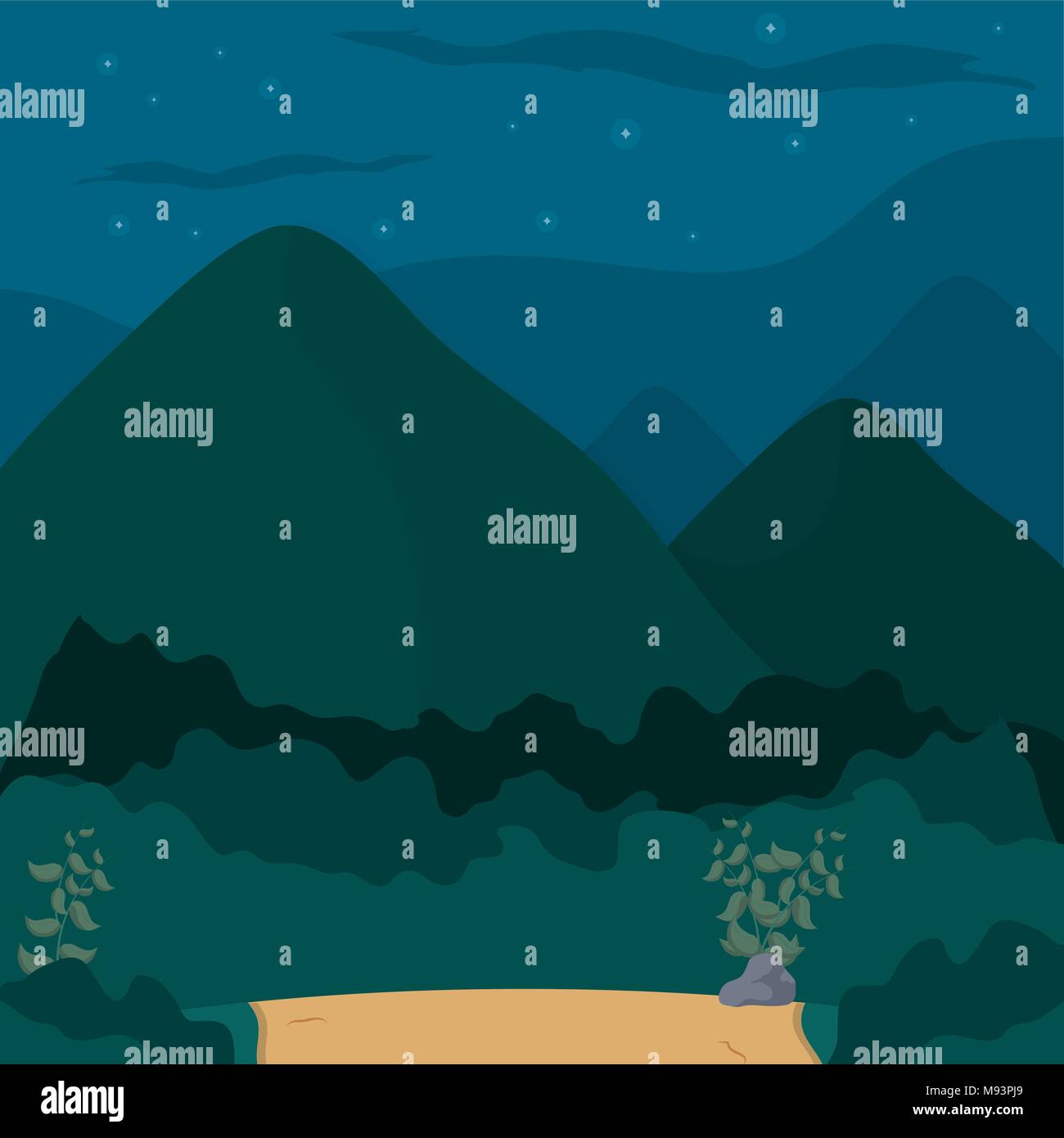 Forest landscape cartoon at night Stock Vector Image & Art - Alamy