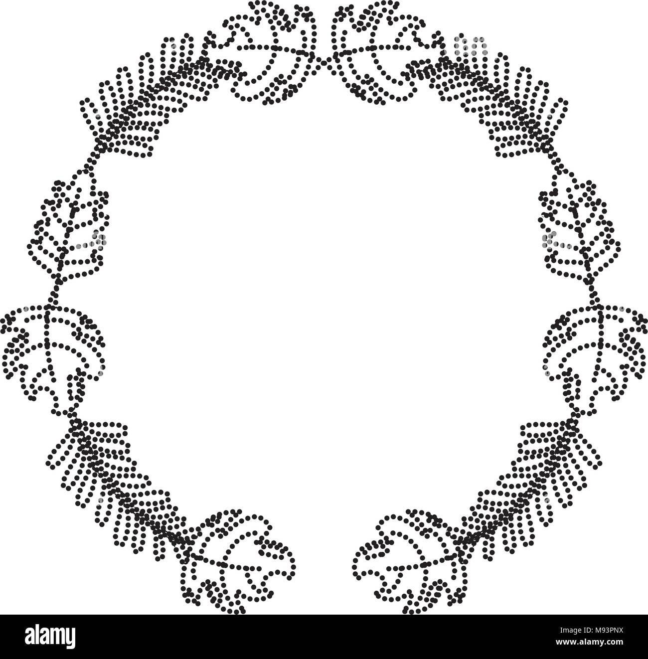 dotted shape palms leaves branches botany plant Stock Vector Image ...