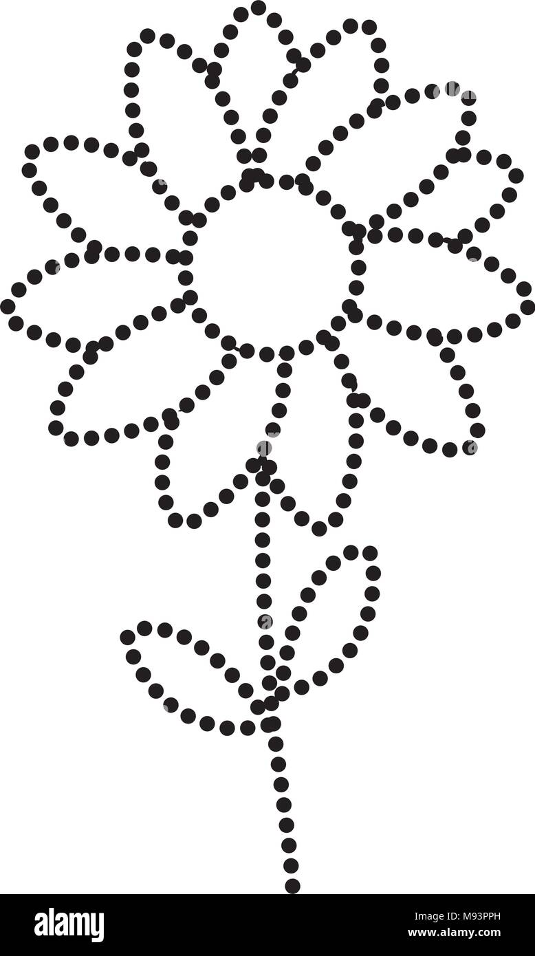 dotted shape beauty flower with nature petals and leaves Stock Vector ...