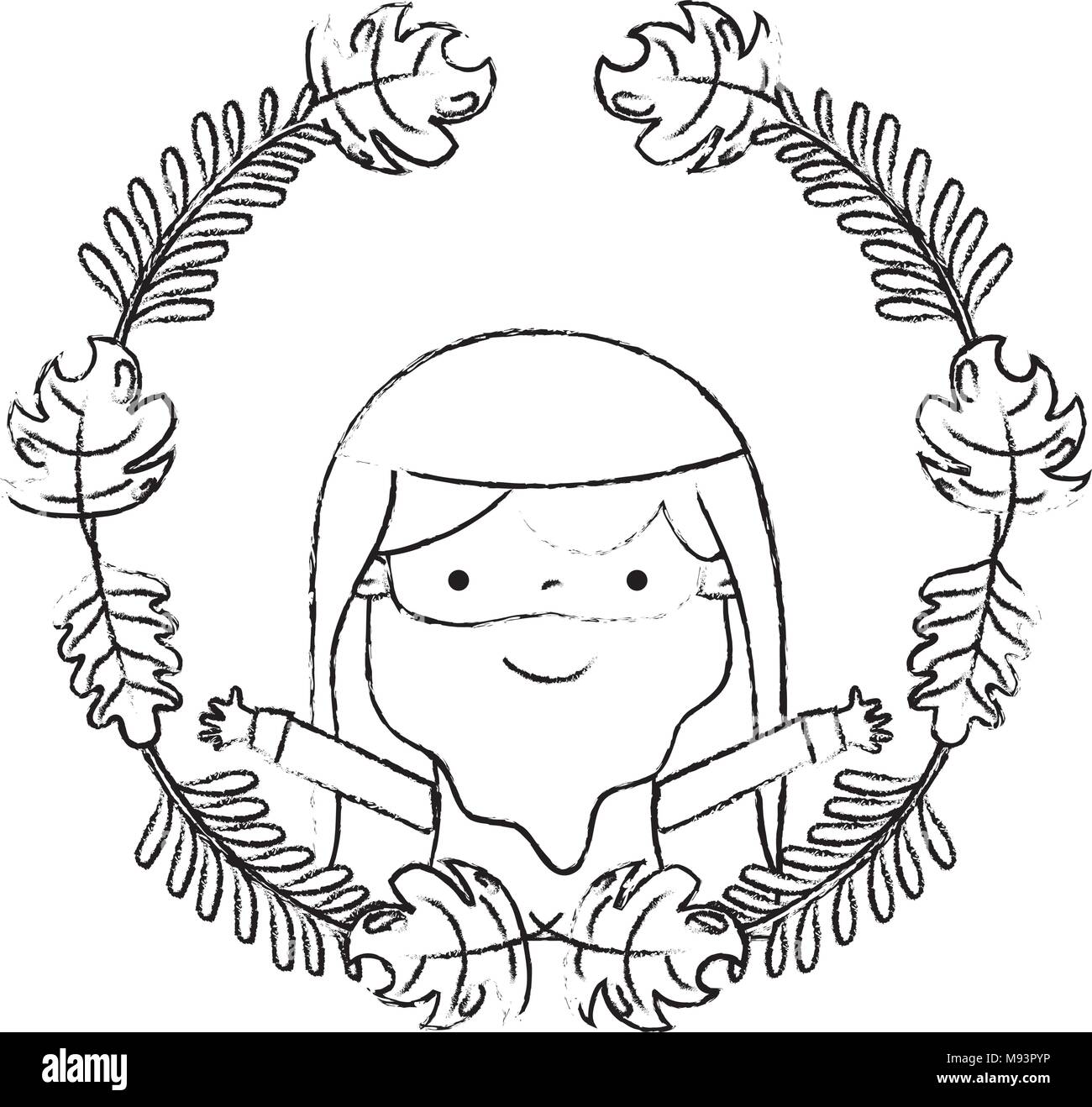 grunge jesus christ with palms leaves branches Stock Vector Image & Art ...