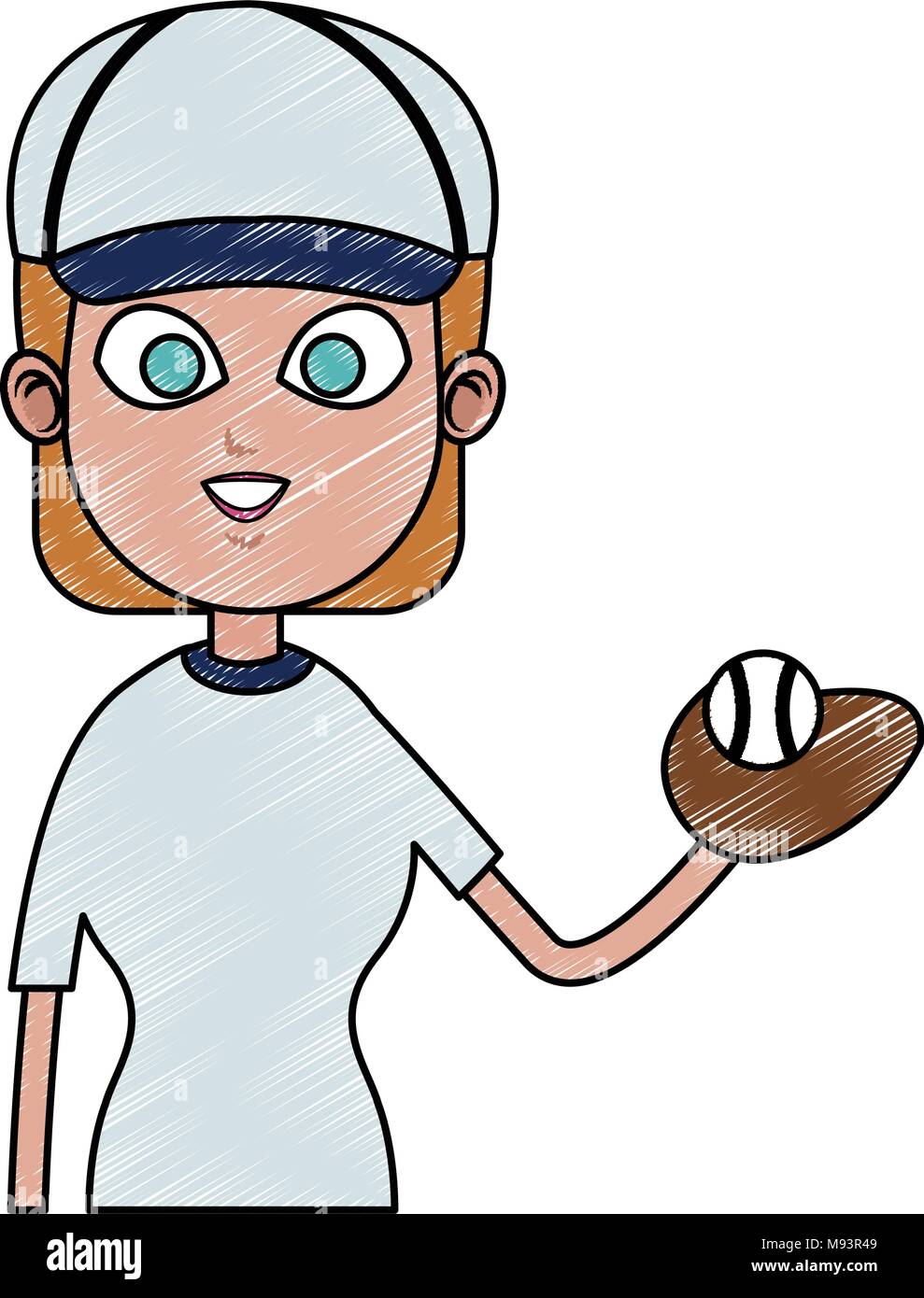 Woman baseball player cartoon icon vector illustration graphic design ...