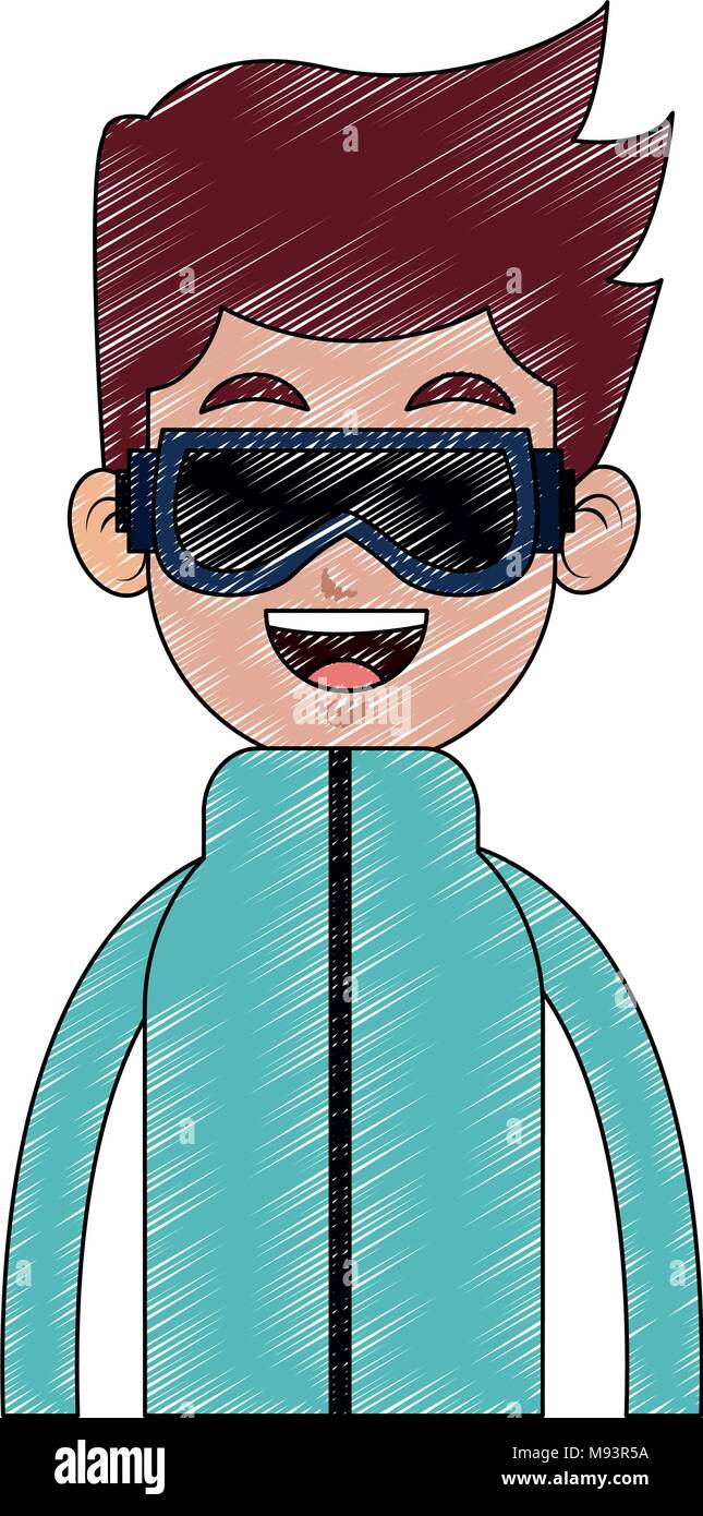 Man with googles cartoon icon vector illustration graphic design Stock ...