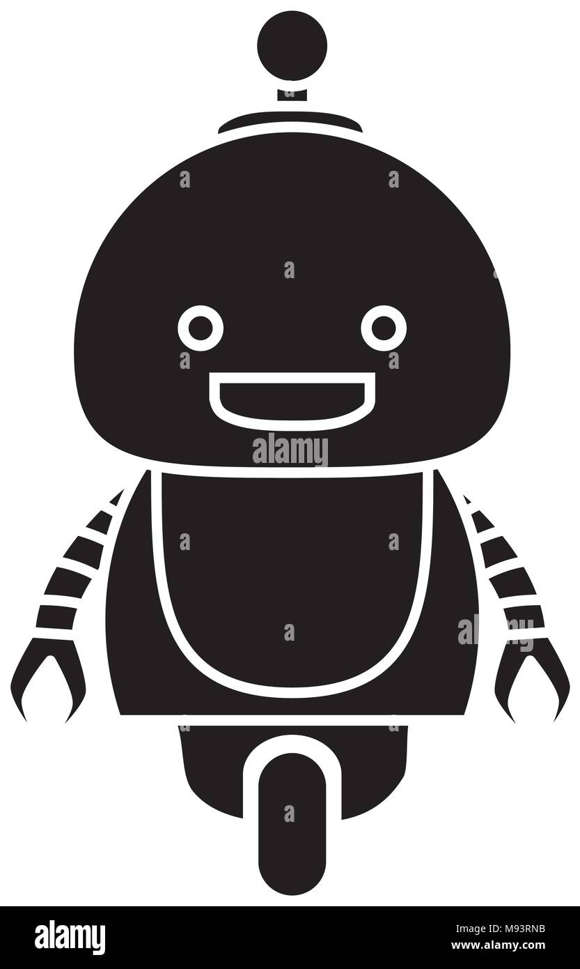 Cartoon little robot icon over white background, vector illustration ...