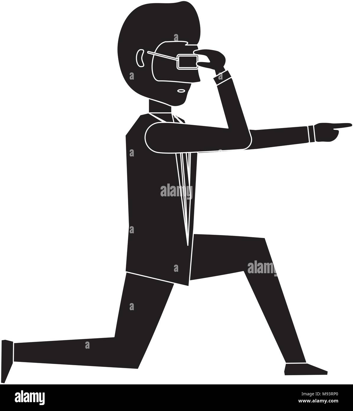 avatar businessman kneeling and pointing over white background, vector ...