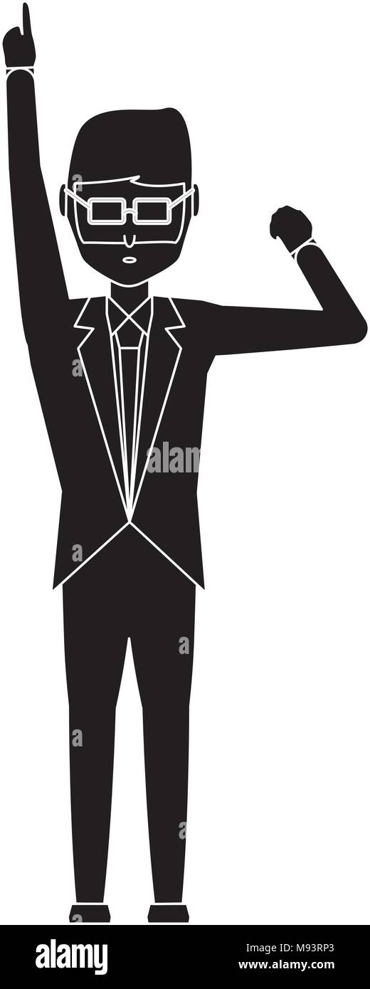 avatar businessman with arms up icon over white background, vector ...
