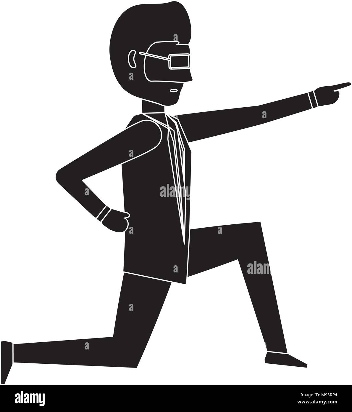 avatar businessman kneeling and pointing over white background, vector ...