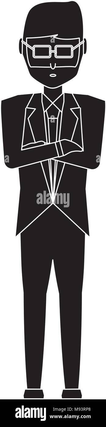avatar businessman standing with crossed arms icon over white ...