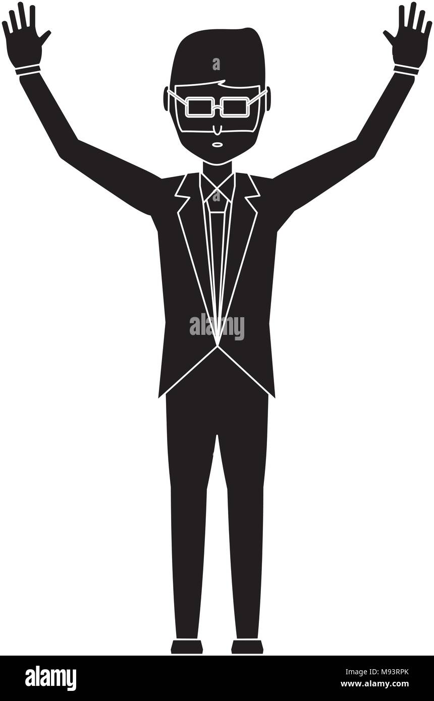 avatar businessman with arms up icon over white background, vector ...