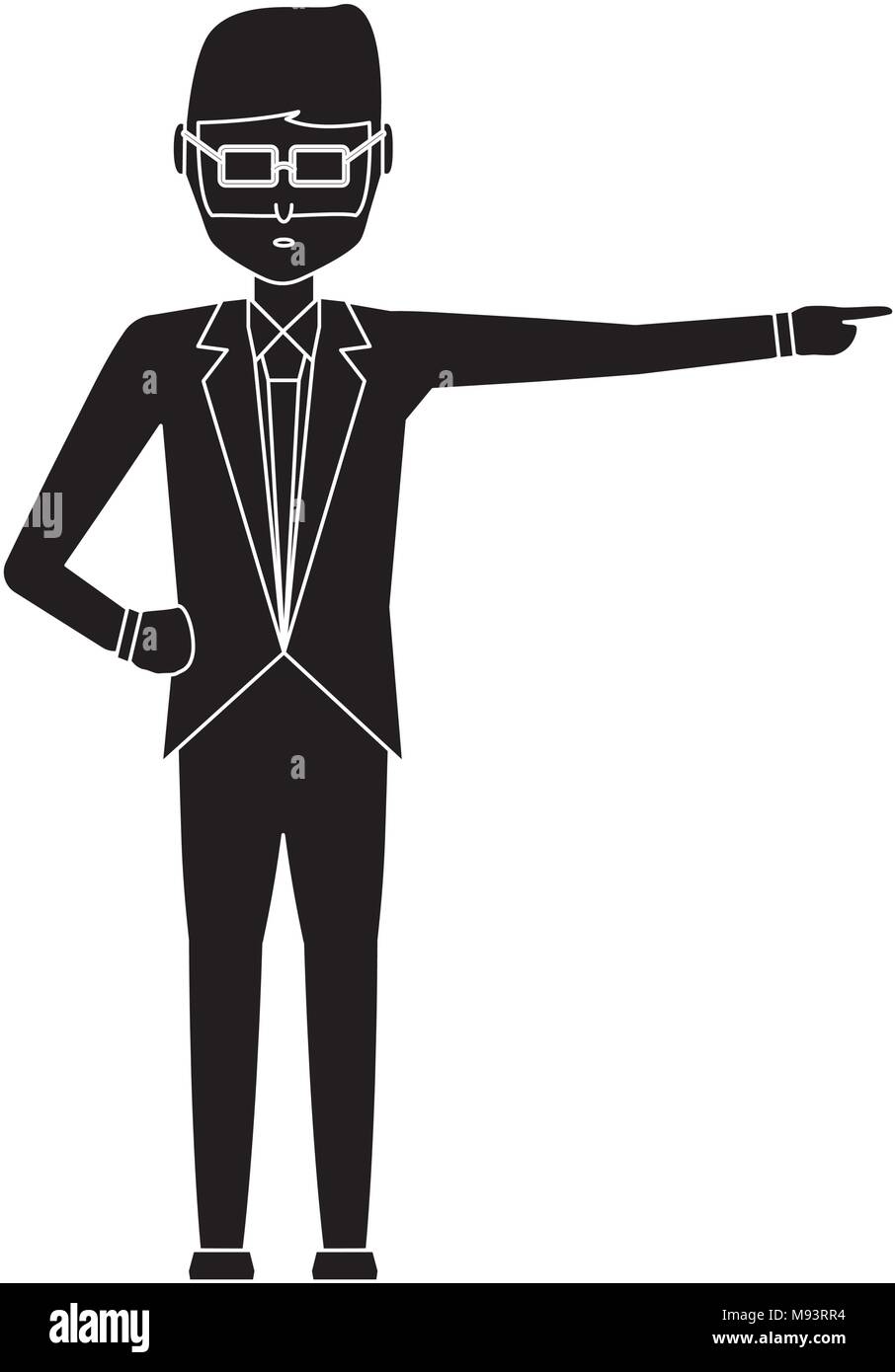 avatar businessman standing and pointing over white background, vector ...