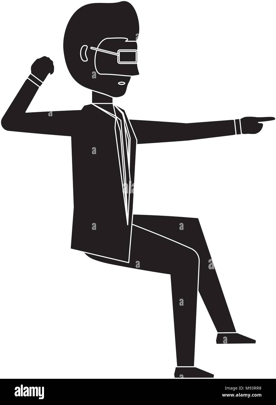 avatar businessman sitting and pointing over white background, vector ...