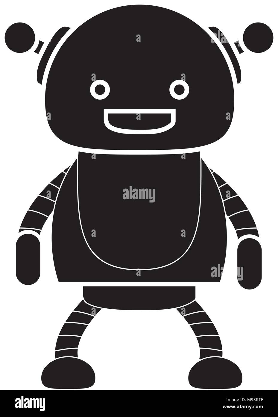 cartoon happy robot icon over white background, vector illustration ...