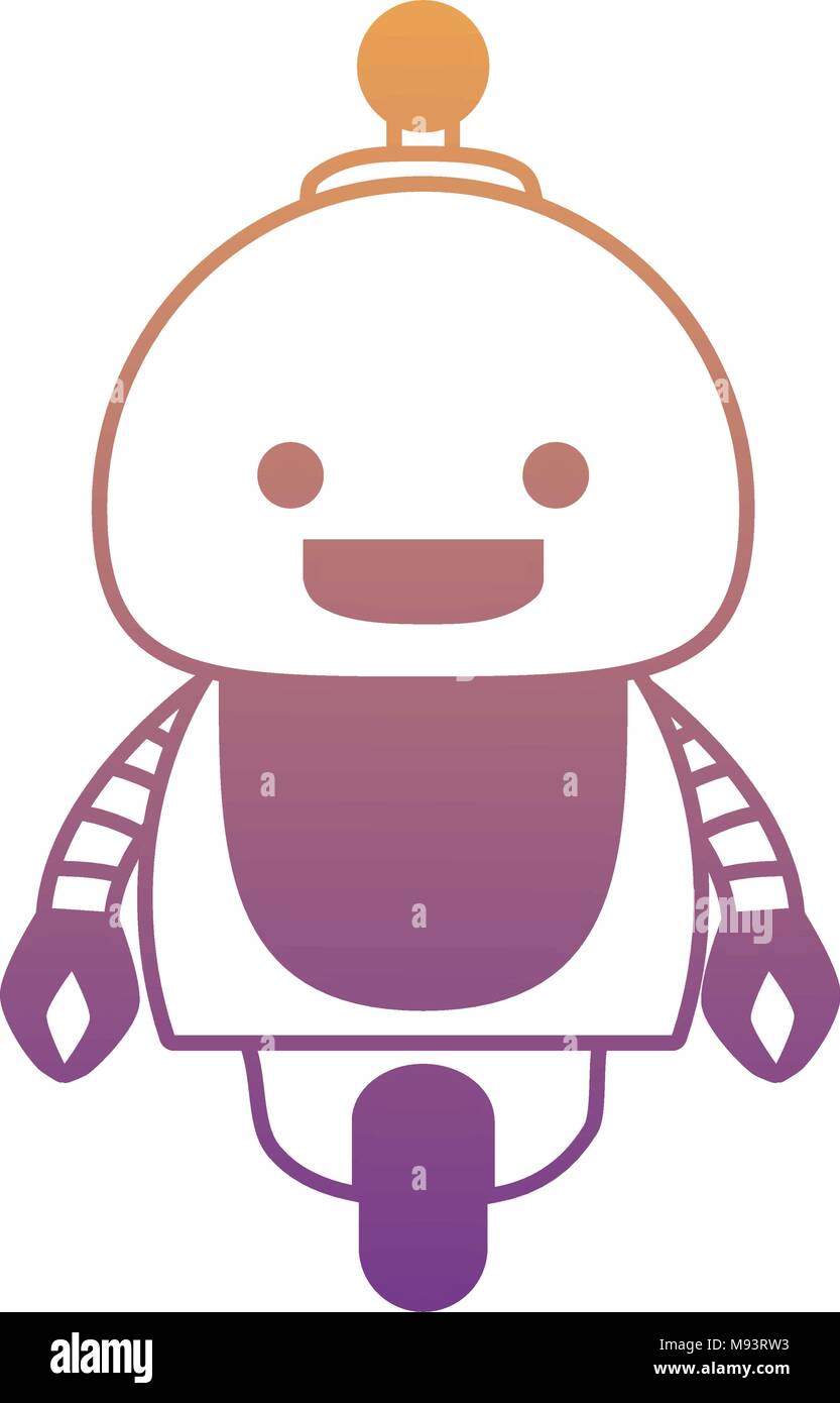Cartoon little robot icon over white background, colorful design ...