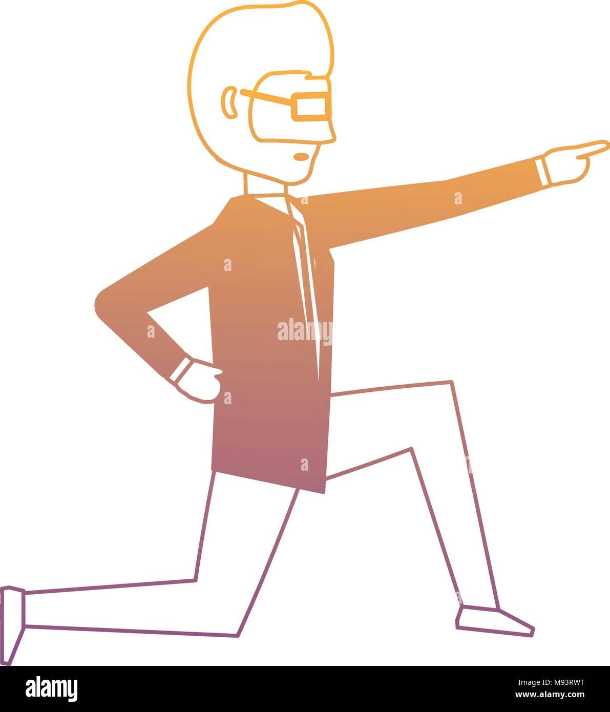 avatar businessman kneeling and pointing over white background ...