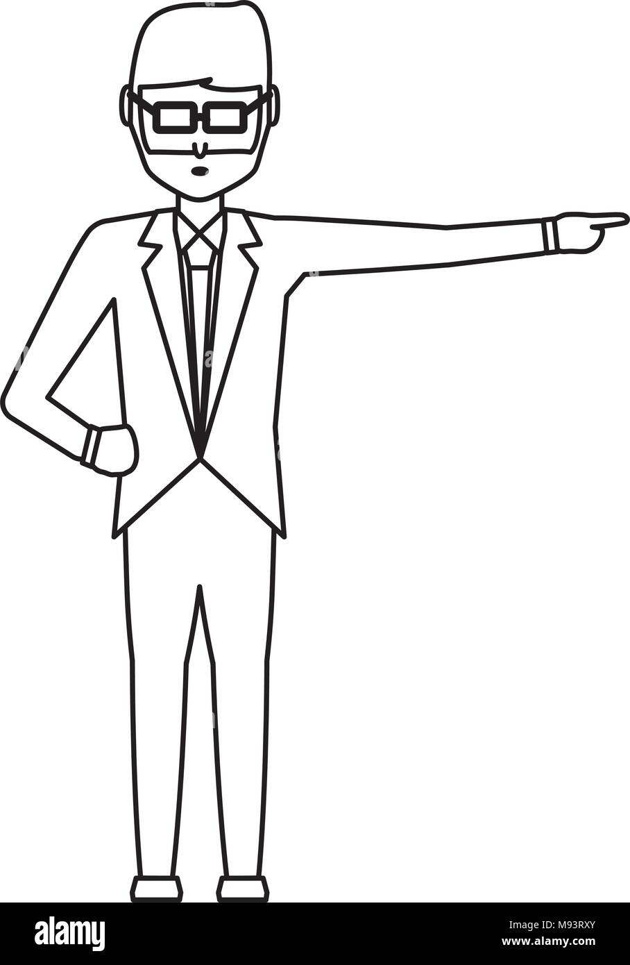 avatar businessman standing and pointing over white background, vector ...