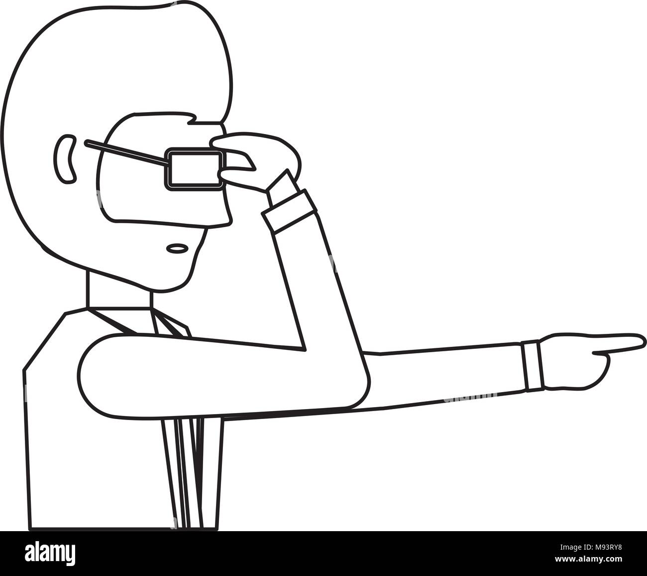 avatar businessman pointing over white background, vector illustration ...