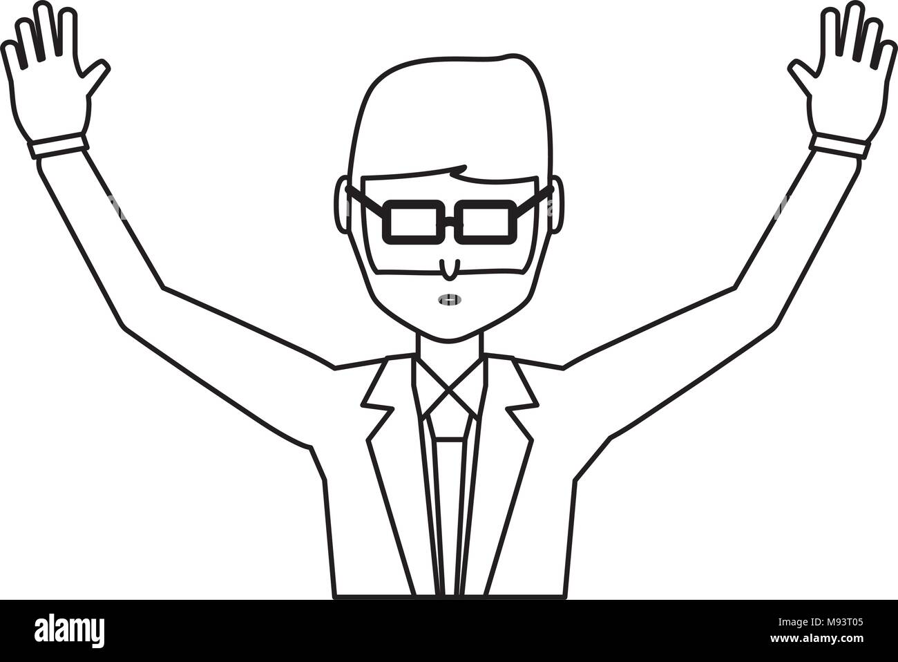 avatar businessman with arms up icon over white background, vector ...