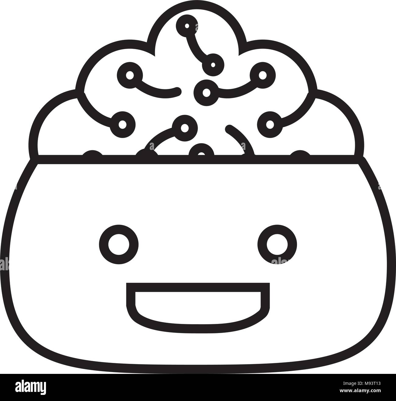 Cartoon robot showing the brain over white background, vector ...