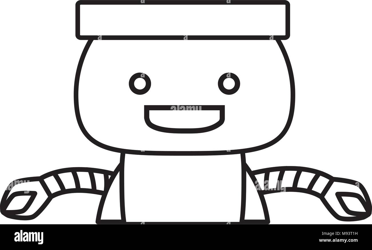 cartoon happy robot icon over white background, vector illustration ...