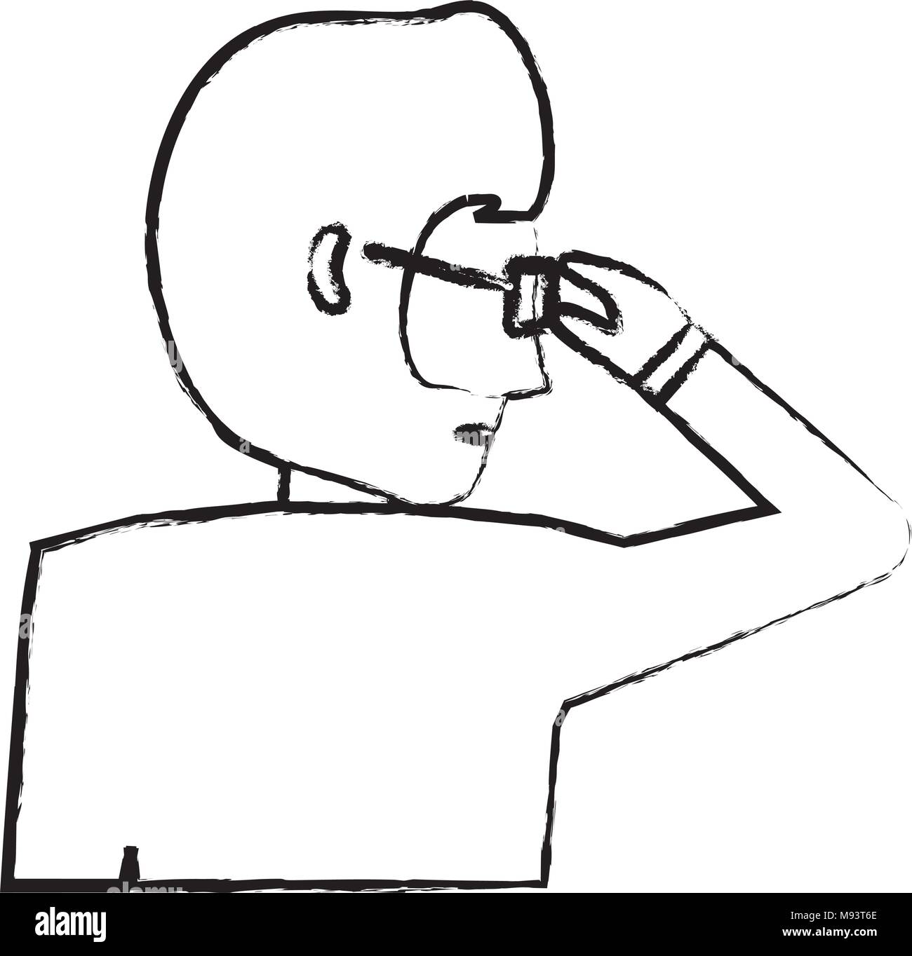 sketch of avatar businessman thinking over white background, vector ...