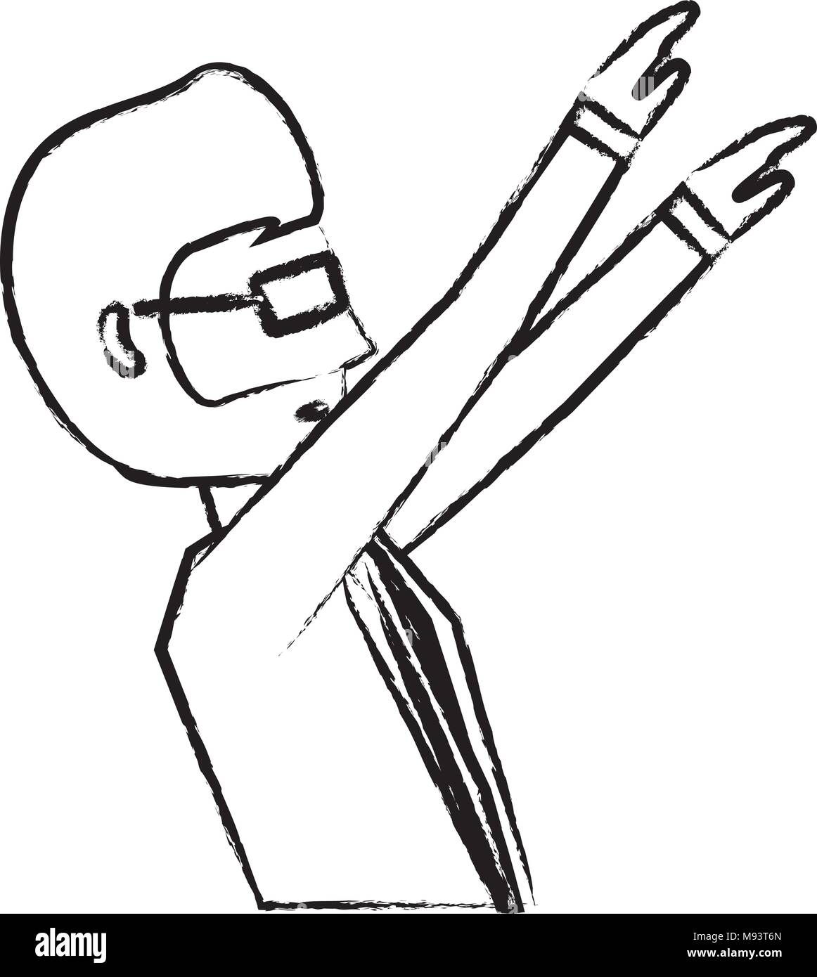 sketch of avatar businessman with arms up icon over white background ...