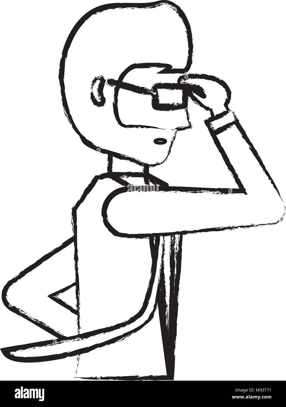sketch of avatar businessman thinking over white background, vector ...