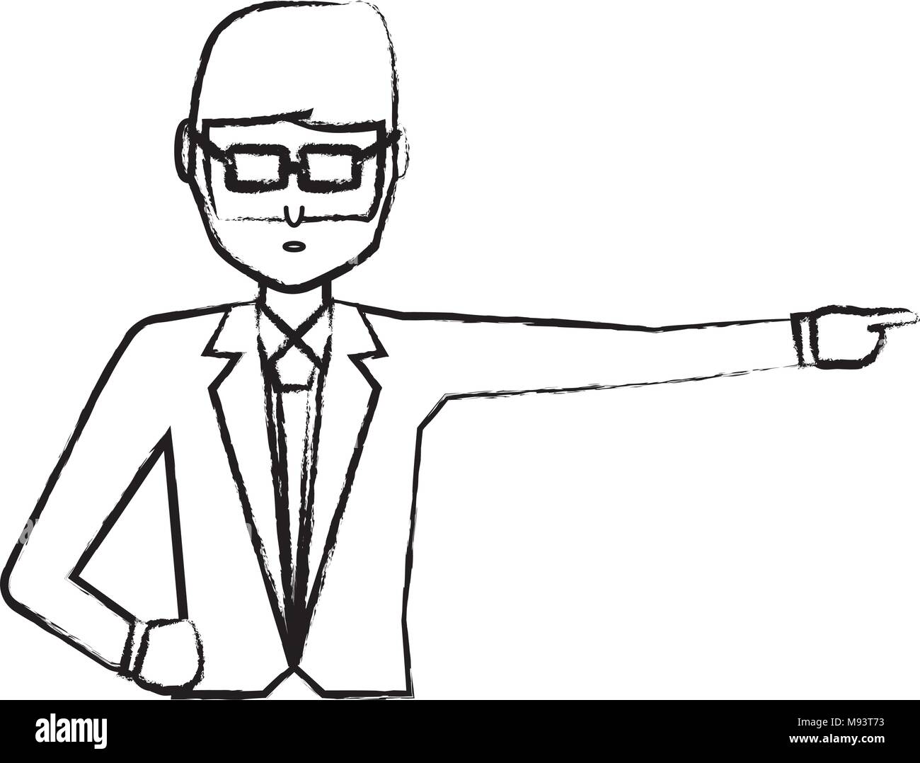 sketch of avatar businessman pointing over white background, vector ...