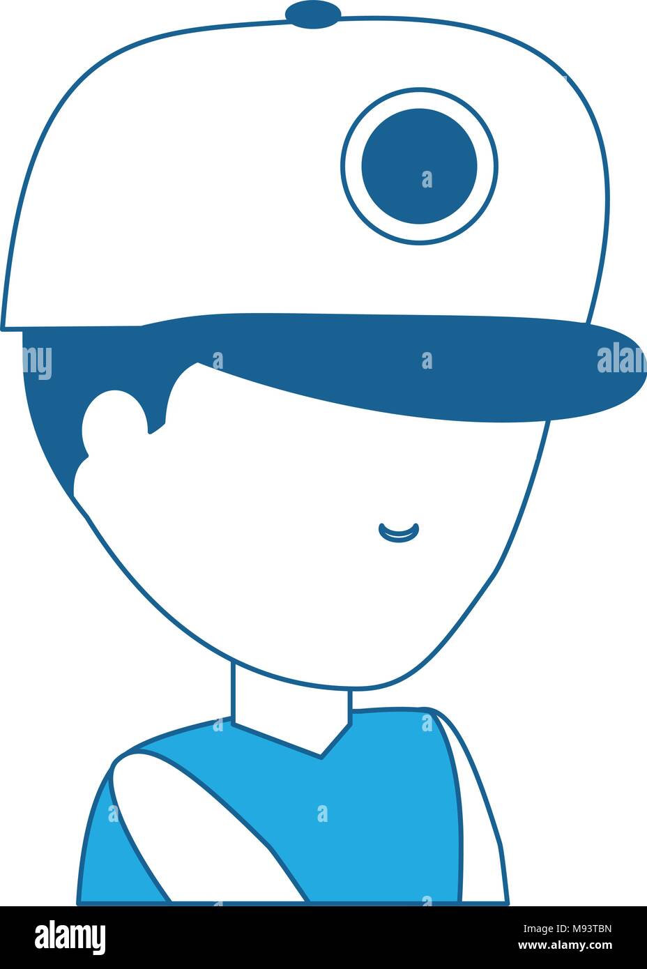 avatar boy wearing a cap over white background, blue shading design ...
