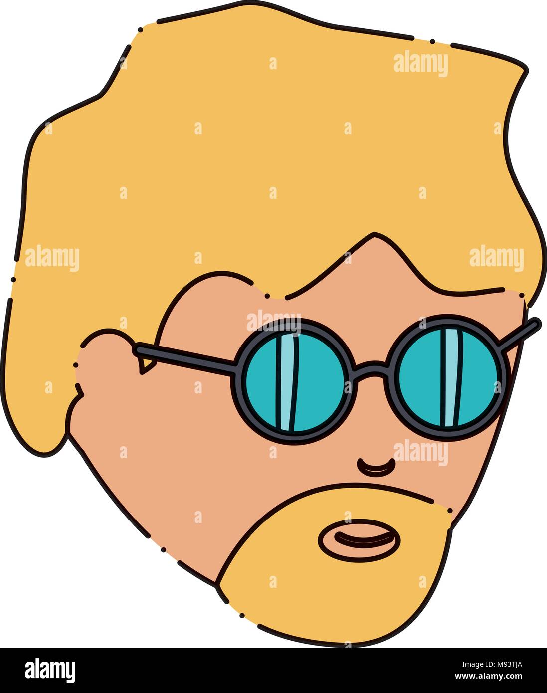 avatar man with beard and wearing round glasses over white background ...