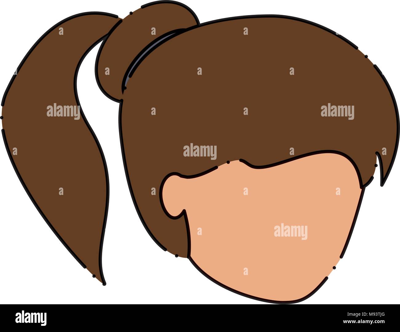 avatar woman with pony tail over white background, colorful design ...