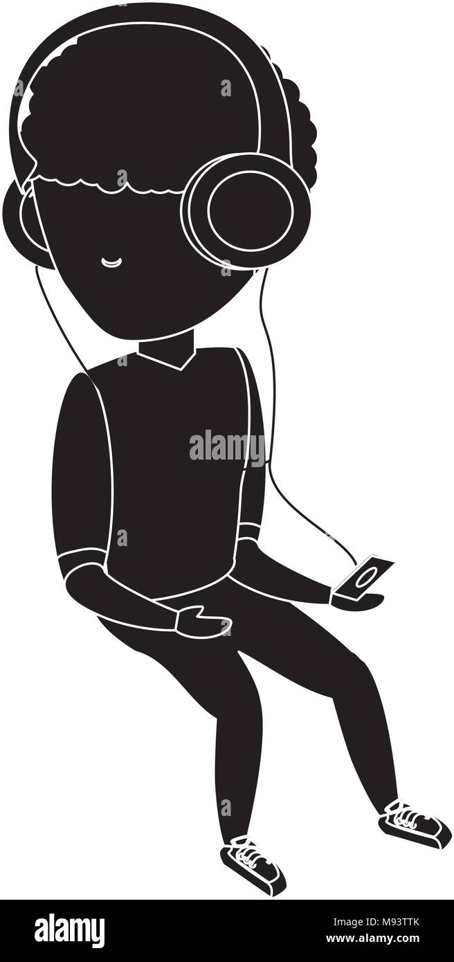 avatar man listening music with headphones over white background ...