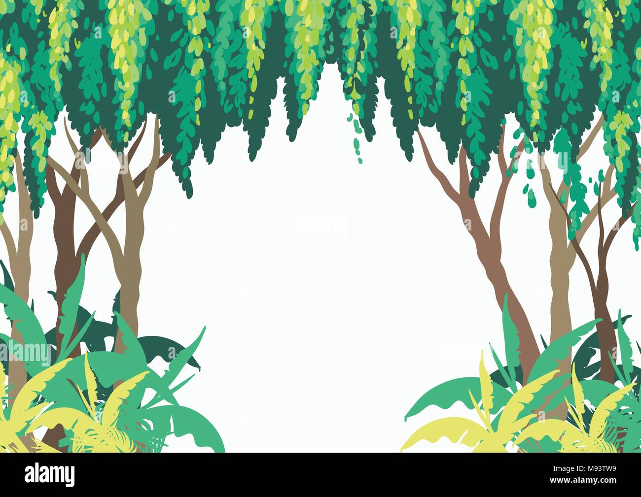 Background design with trees in forest illustration Stock Vector Image ...