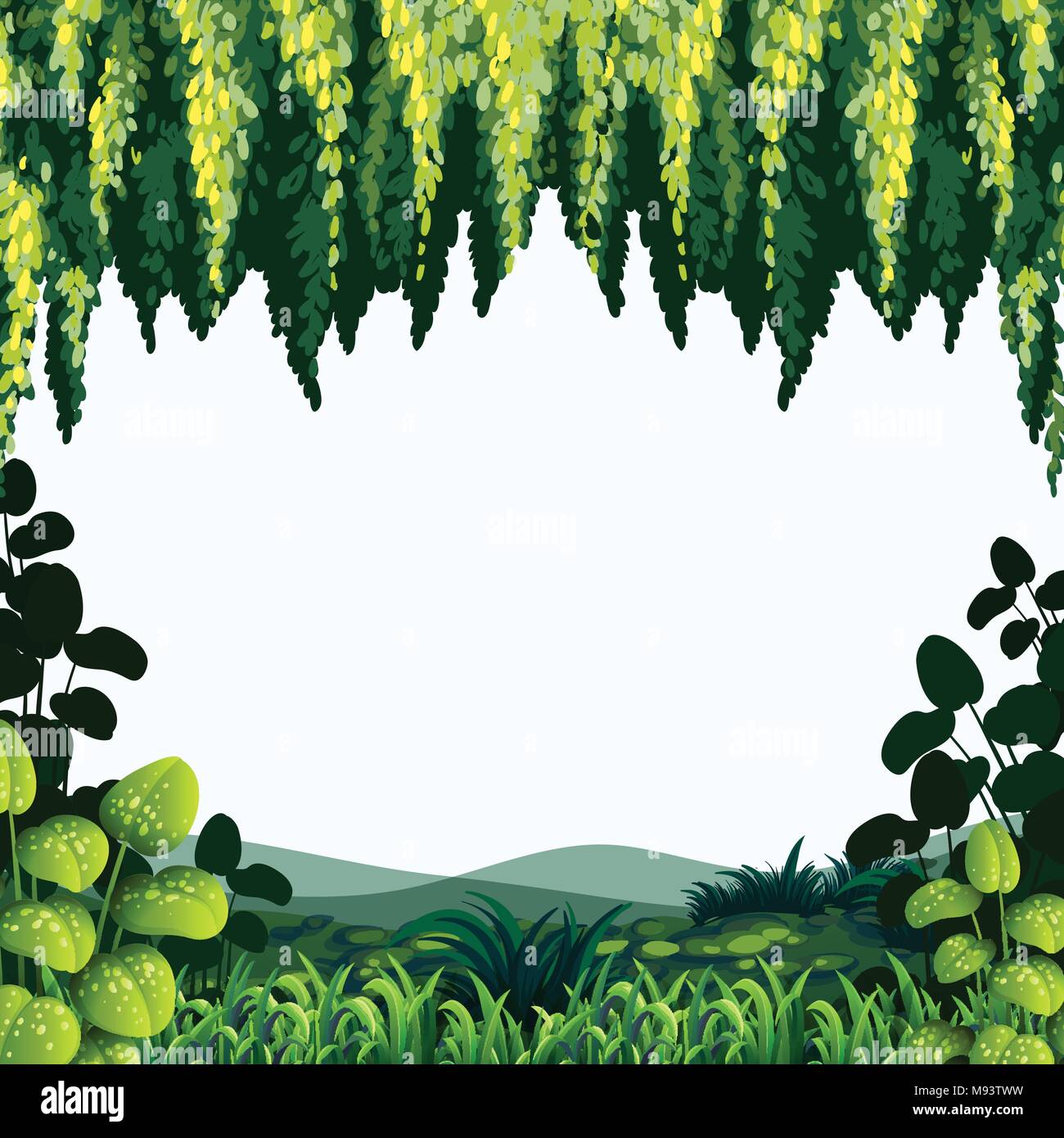 Border template with trees and mountains illustration Stock Vector ...