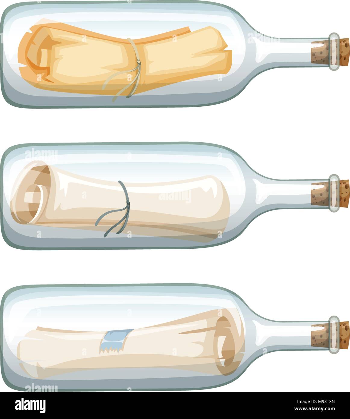 Three glass bottles with message illustration Stock Vector Image & Art ...