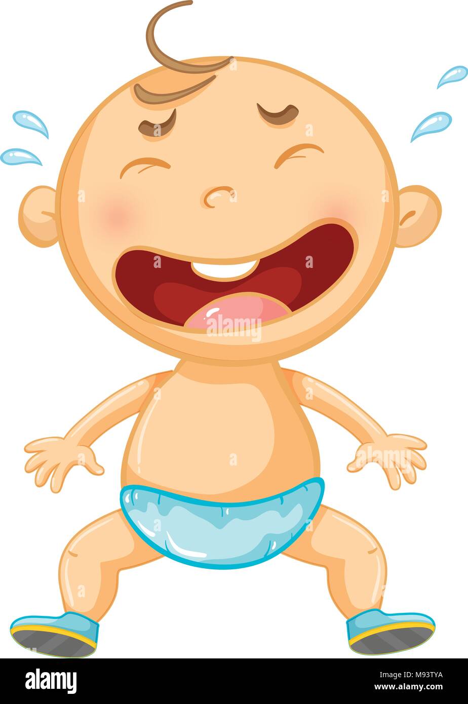 Little baby crying on white background illustration Stock Vector Image ...