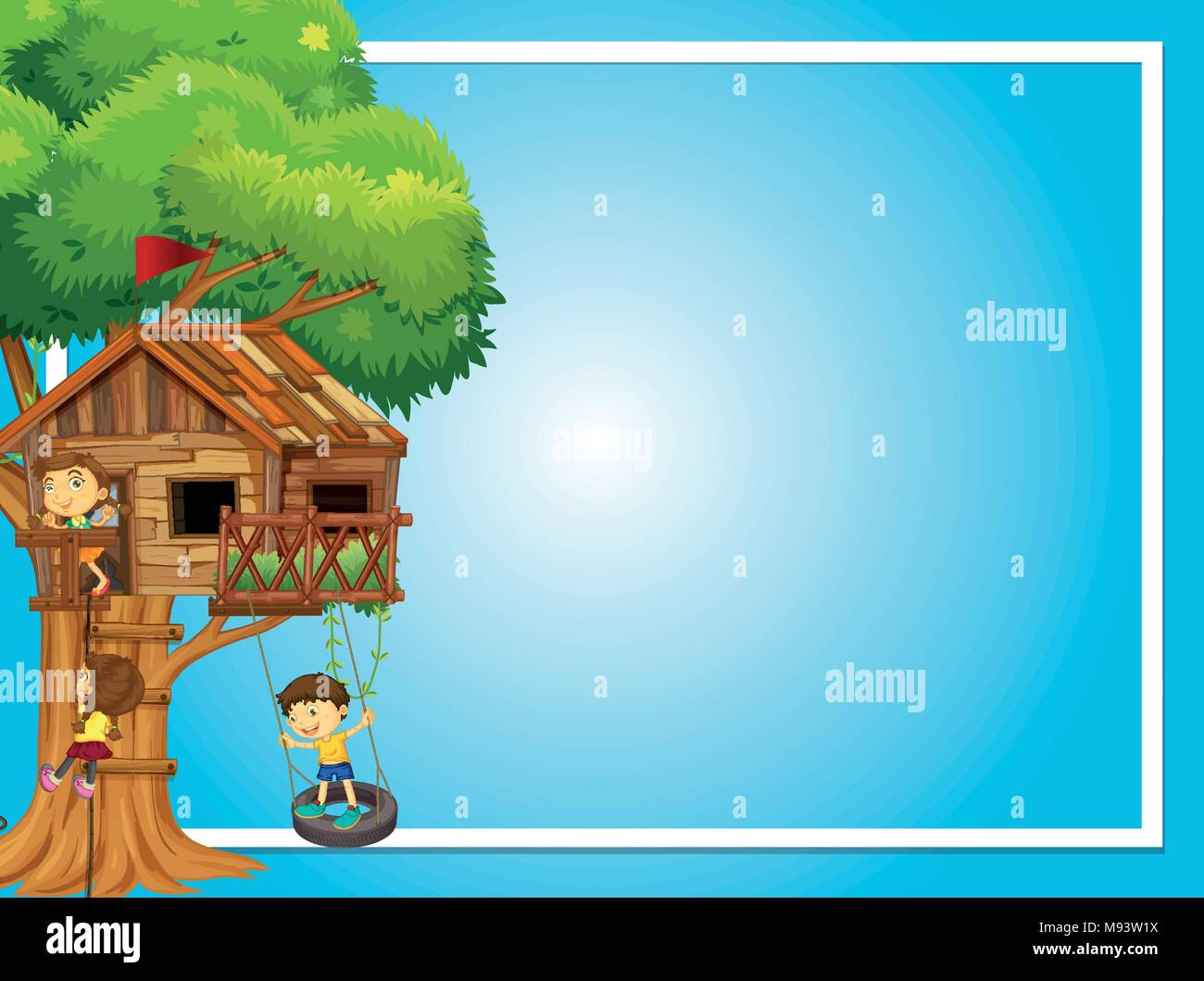 Border template with kids on treehouse illustration Stock Vector Image ...