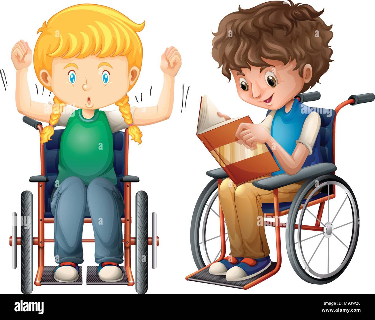 Girl and boy in wheelchair illustration Stock Vector Image & Art - Alamy